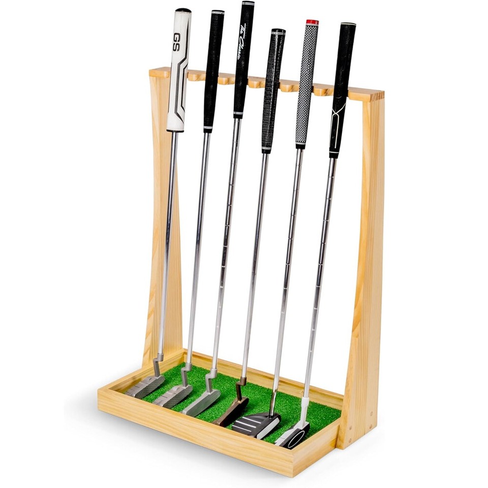 Premium Wooden Golf Putter Stand Indoor Display Rack Golf Club Rack ...