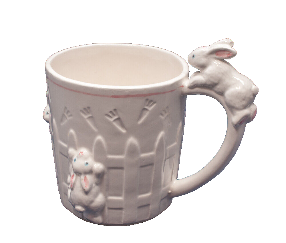 Adorable Easter Bunny Glazed Ceramic Drinking Cup Easter Decor Holiday ...