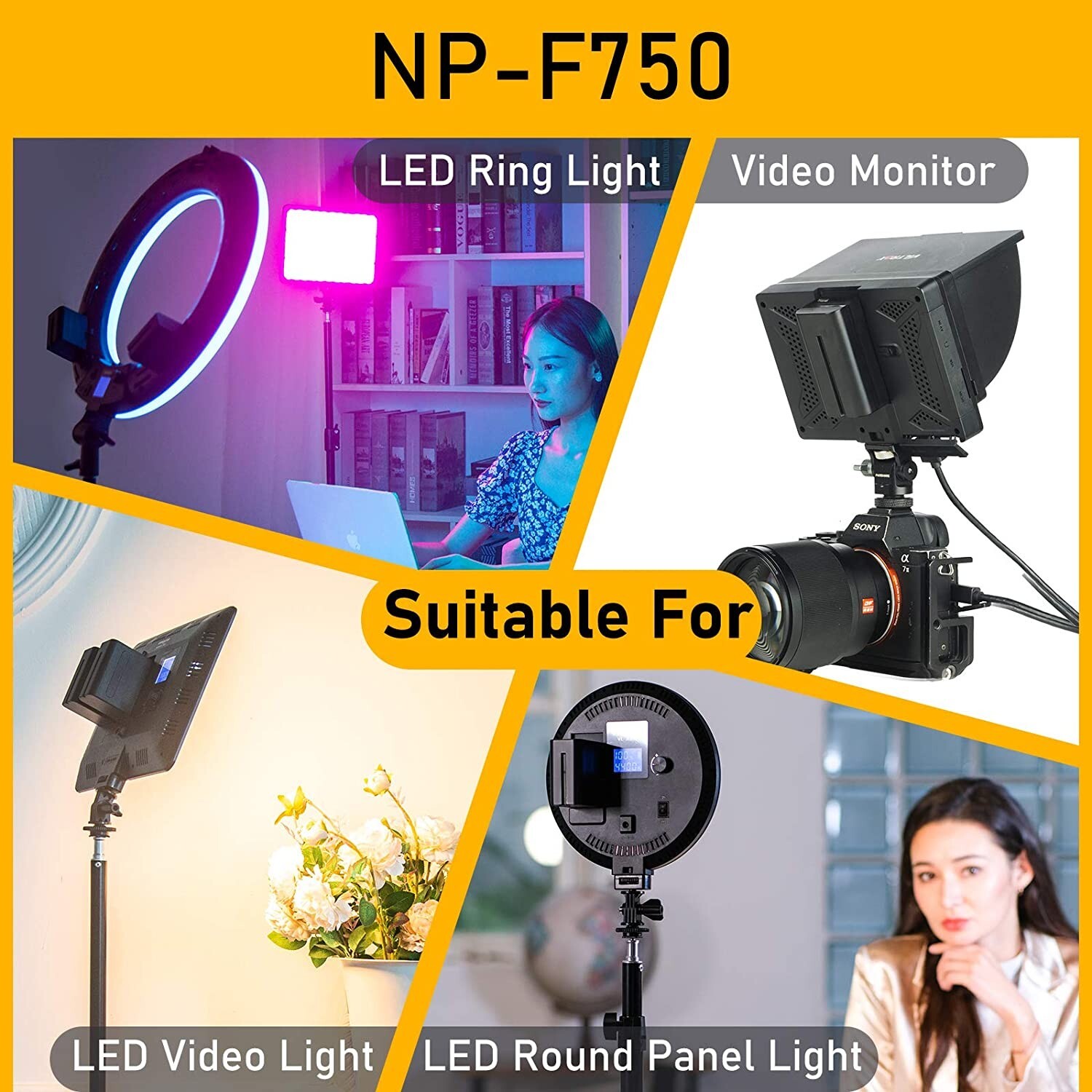 2 Pack NP-F750 4400mAh Battery Type C Rechargeable For Sony NP-750 ...