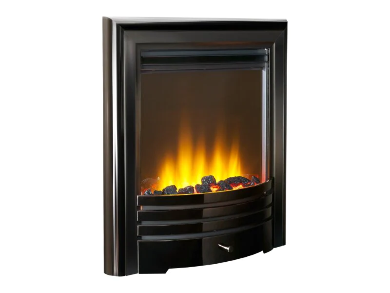 Acantha Amara Coal or Pebbles Electric Fire in Black Nickel with Remote ...
