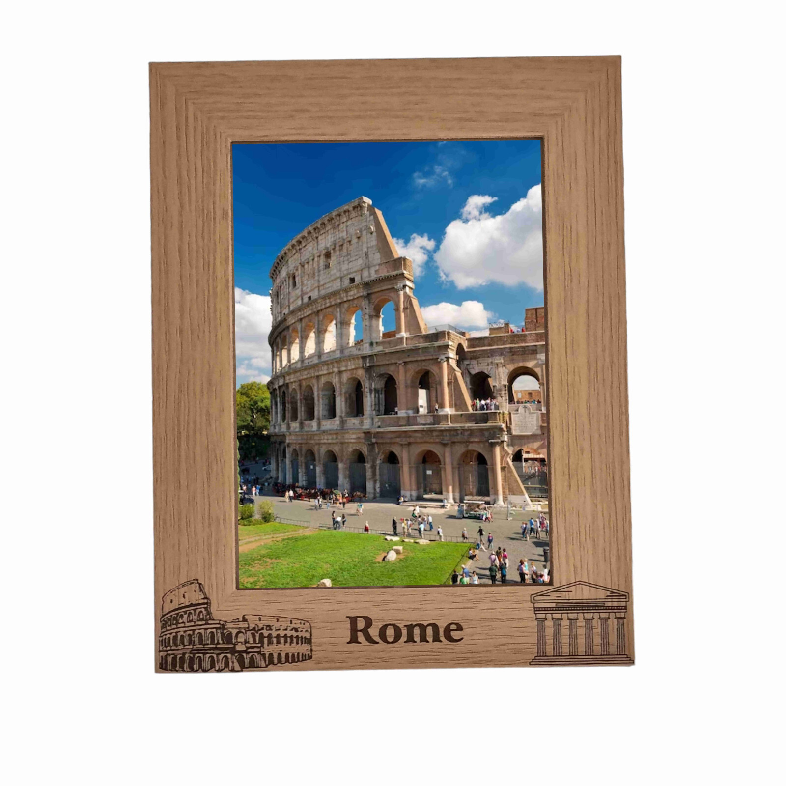 Rome City Skyline Personalised Wooden Photo Frame Italy Holiday Gift ...