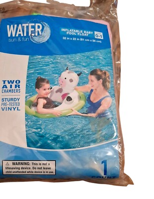 Water Sun & Fun Inflatable Baby Pool Float COW Kids Summer Beach Toy ...