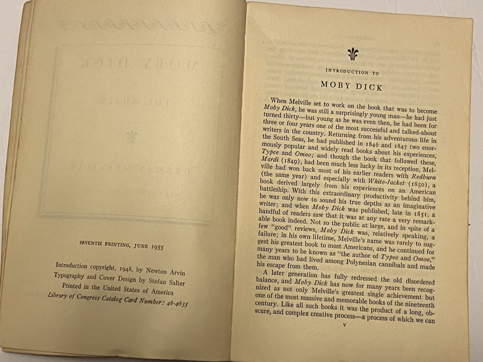Moby-Dick; 7th Printing June 1955 Classic Book by Herman. Melville | eBay