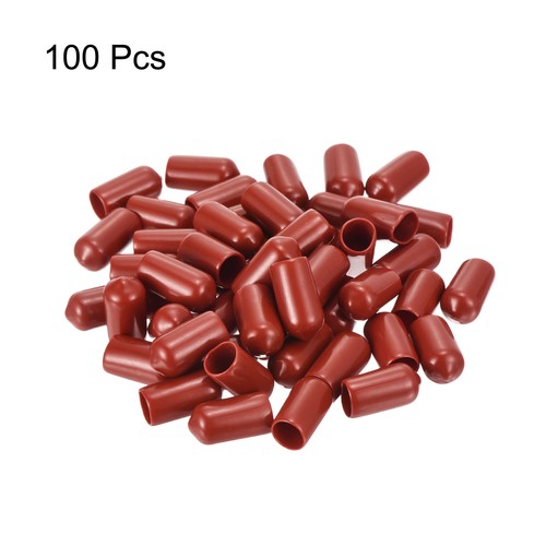 100pcs Round Rubber End Caps 8mm Burgundy Red Cover Screw Thread ...