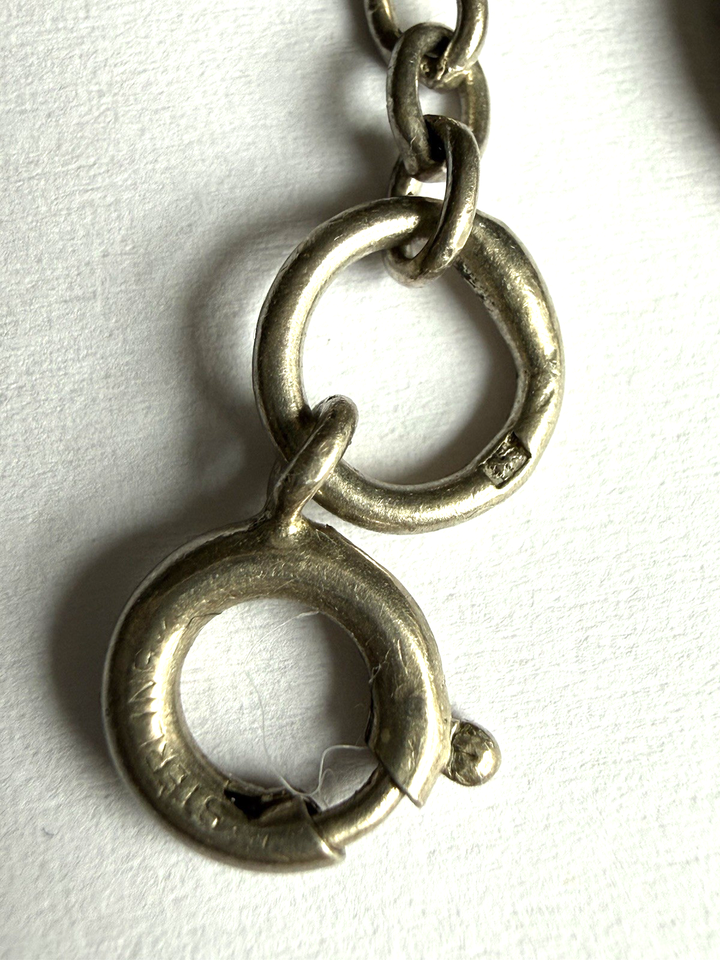 ANTIQUE SOLID SILVER SNAKE LINK WATCH CHAIN. ALBERT BUTTON LOOP | eBay