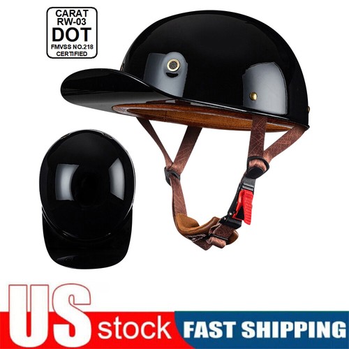 DOT Retro Motorcycle Half Face Helmet Baseball Cap Men Women Duck Hat ...