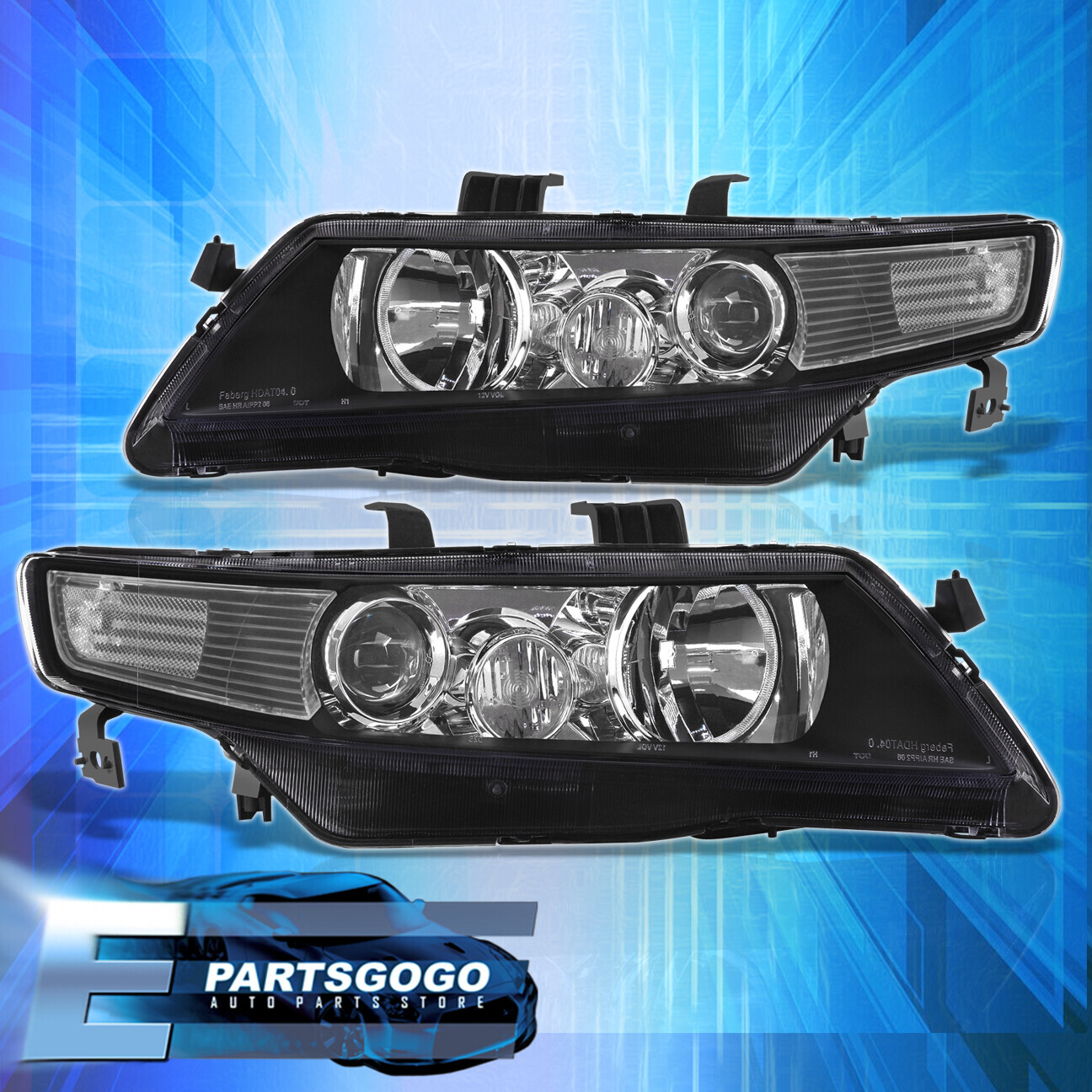 For 04-08 Acura TSX CL9 JDM Projector Headlights Lamps Black Clear ...