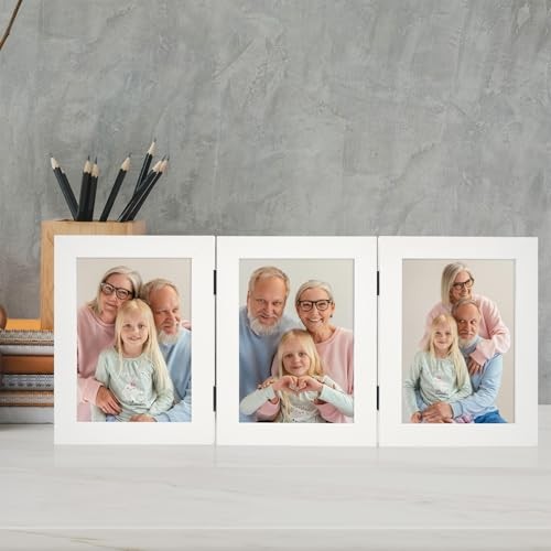 Frametory, 5x7 Triple Picture Frames Hinged 3 Photos Frame Collage ...