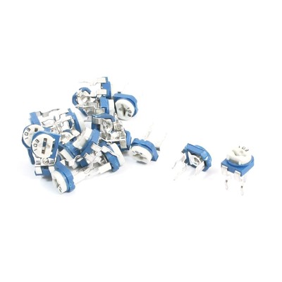 20Pcs Blue White Horizontal Trimmer Resistor Potentiometer 103 10K Ohm ...
