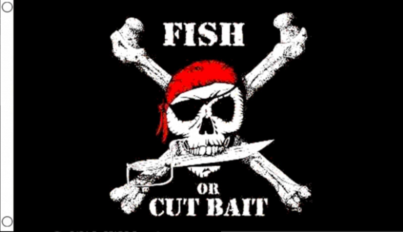 PIRATE FISH OR CUT BAIT 5x3 feet FLAG 150cm x 90cm flags ANGLING ANGLER ...