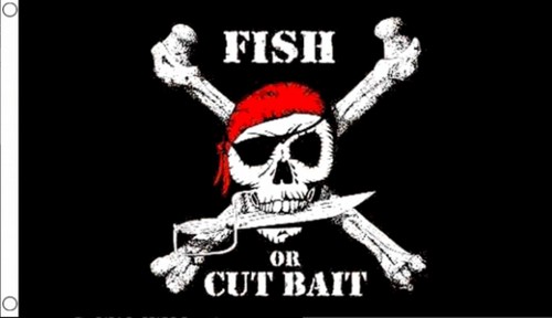 PIRATE FISH OR CUT BAIT 5x3 feet FLAG 150cm x 90cm flags ANGLING ANGLER ...