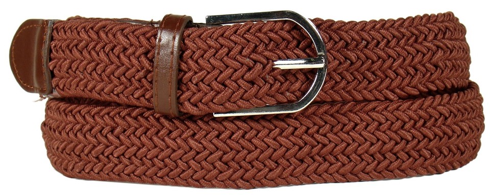 BASKET WEAVE NYLON WOVEN ELASTIC STRETCH BELT with BELT BUCKLE MULTI ...