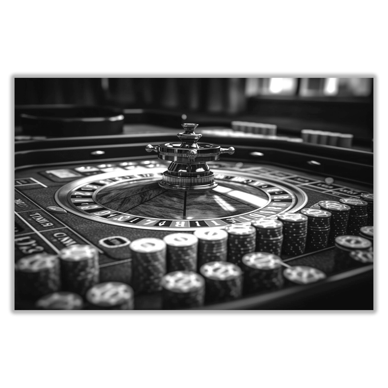 Roulette Wheel Black White Poster Glossy Picture Las Vegas Home Decor ...