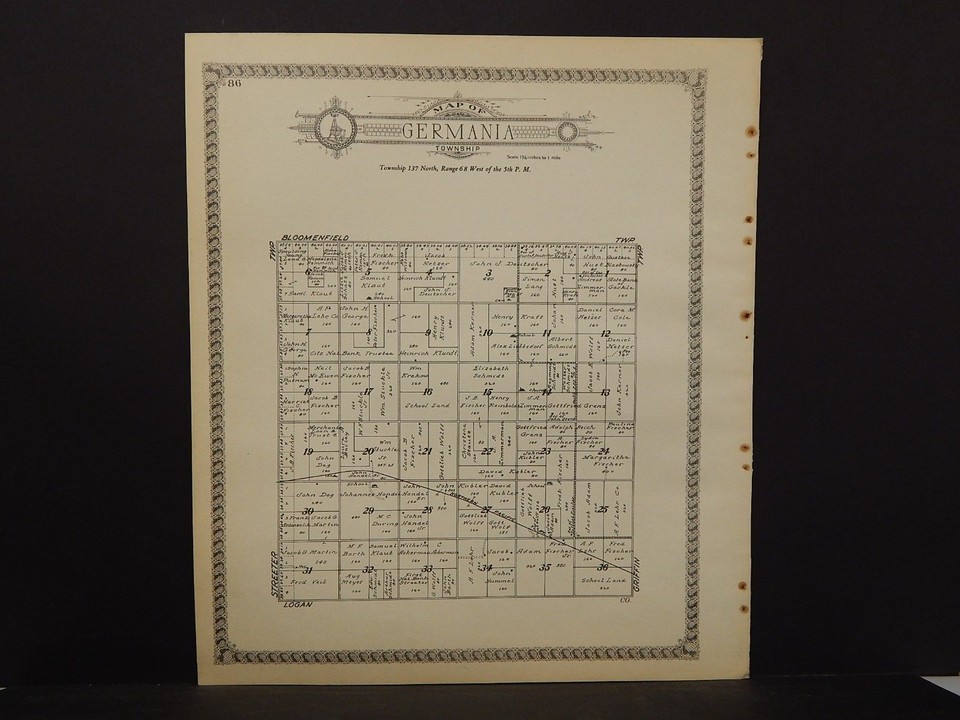 North Dakota Stutsman County Map Severn or Montpelier 1930 Dbl Side Q5 ...