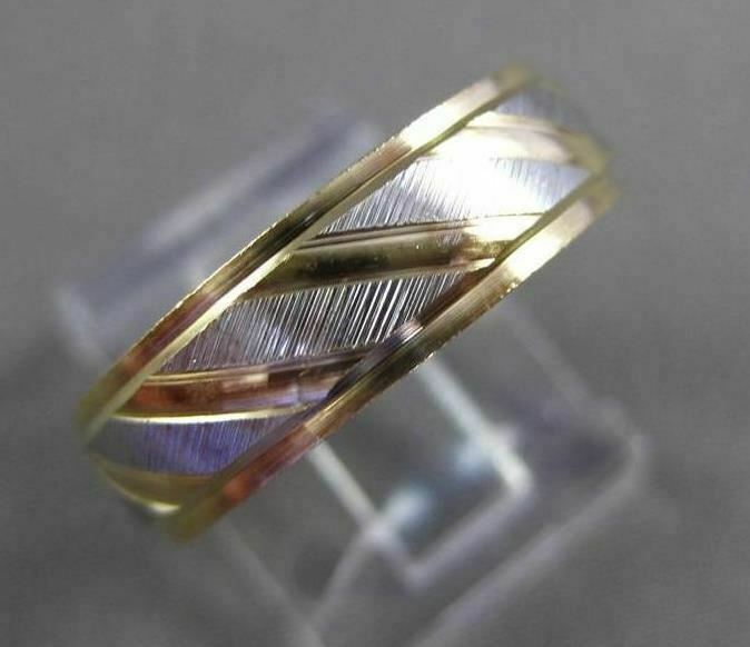 ESTATE 14K TWO TONE GOLD CRISS CROSS MATTE & SHINY WEDDING ANNIVERSARY ...