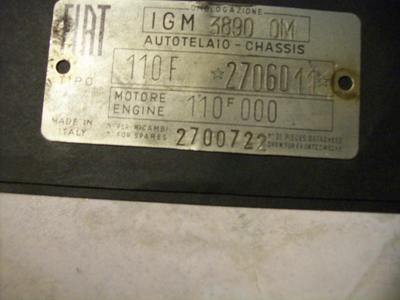 Metal License Plate Fiat 110 F Chassis ( R2 ) | eBay