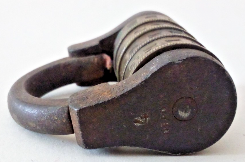 VTG ANTIQUE BRASS ALPHABET COMBINATION PADLOCK BARREL LOCK 1.5" RARE aq ...