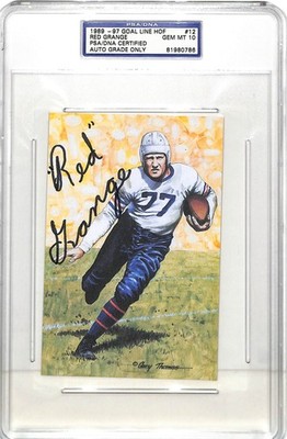 1989-97 Goal Line HOF Red Grange Autograph Gold #/100 PSA DNA Authentic ...