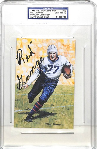 1989-97 Goal Line HOF Red Grange Autograph Gold #/100 PSA DNA Authentic ...