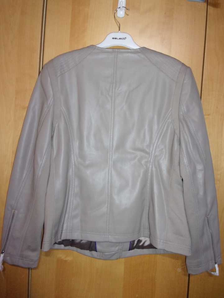 QVC Brenda Edwards faux leather stone biker jacket size 16 | eBay UK