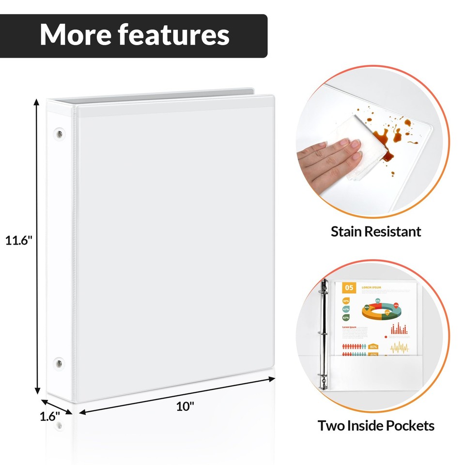 1 Inch Binders 3 Ring Bulk, 1" Three Ring Clear View Binder (Fit 8.5 ...