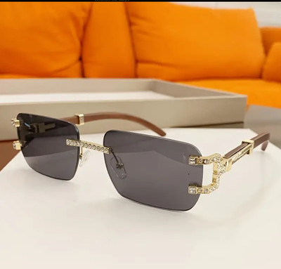 Hip Hop Sunglasses Men Designer Rimless Bling Diamond Shades Classic ...