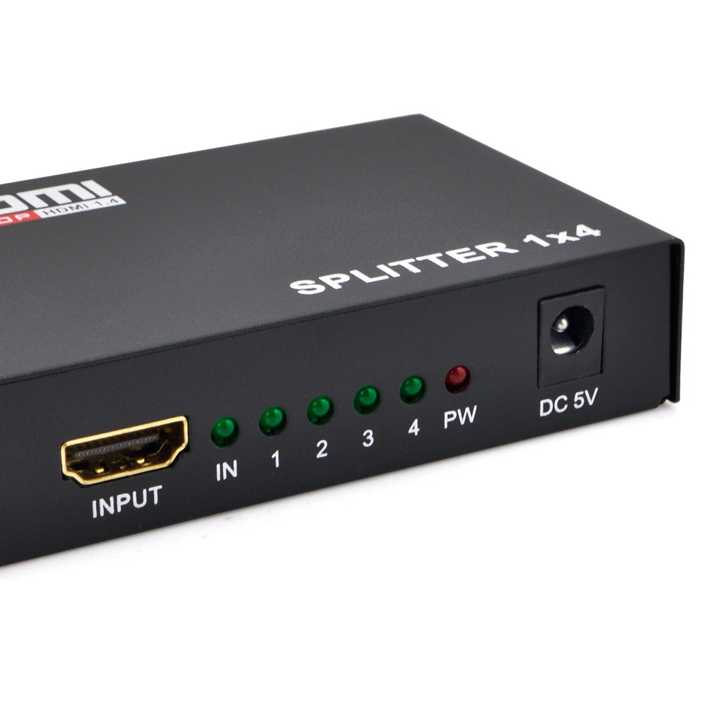 4 Port 1 x 4 HDMI Splitter AV HUB 1080P HD Amplifier HDTV Box + Power ...