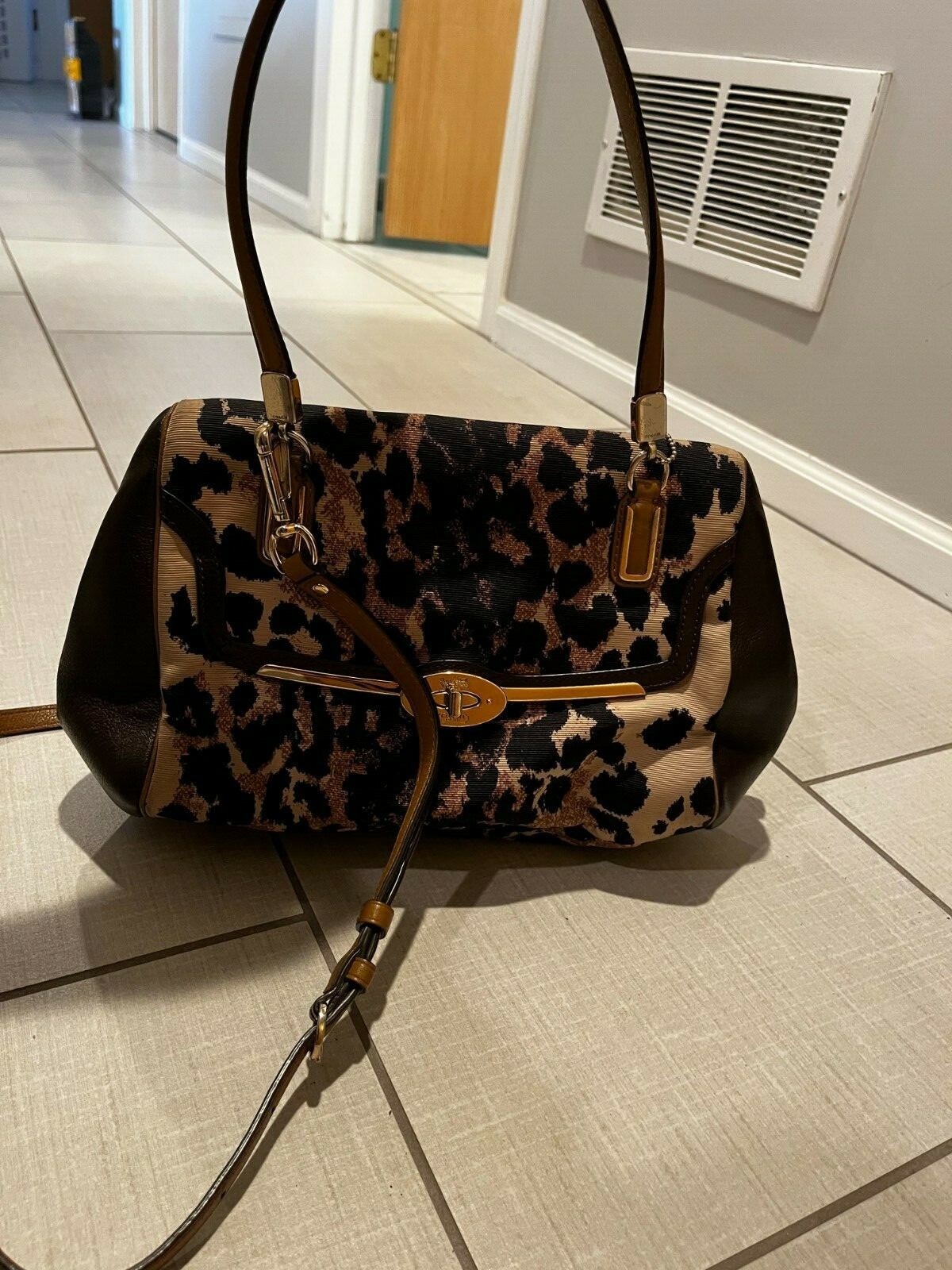 COACH Madison Small East West Ocelot Leather and Canv… - Gem