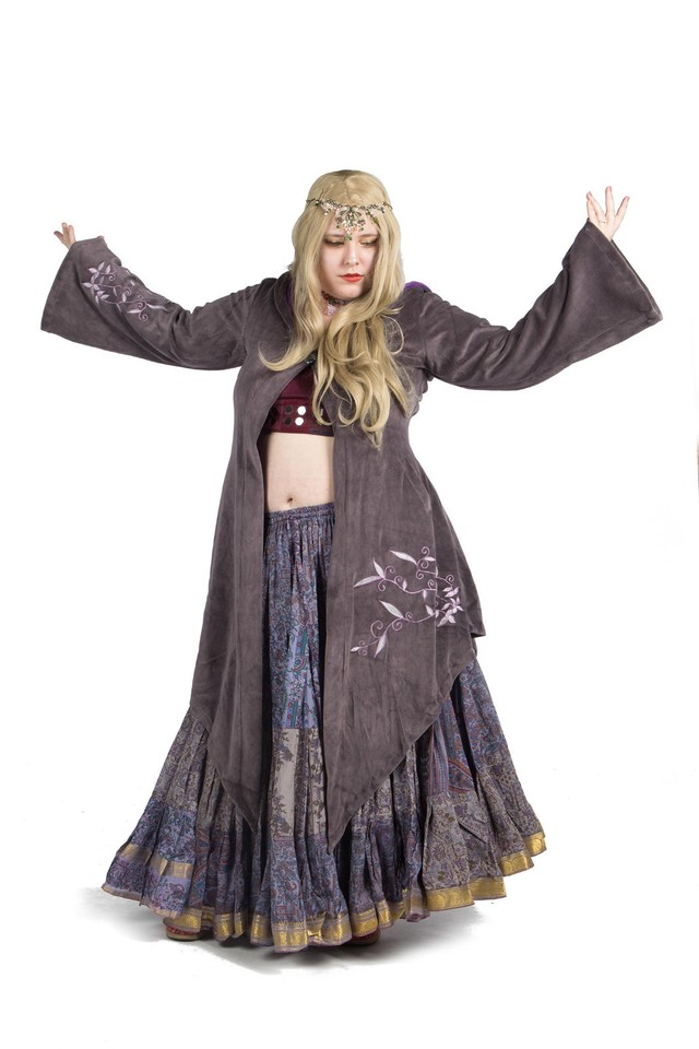 Velvet Faery Goddess Jacket, Boho Goa Psy Trance Coat Plus Size Pagan ...