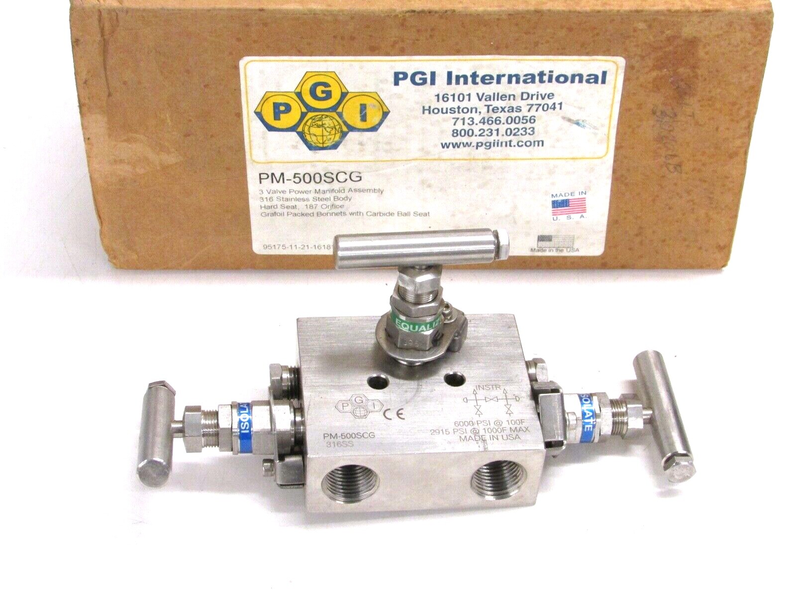 PGI INTERNATIONAL 3-WAY VALVE POWER MANIFOLD ASSEMBLY, PM-500SCG, USA ...