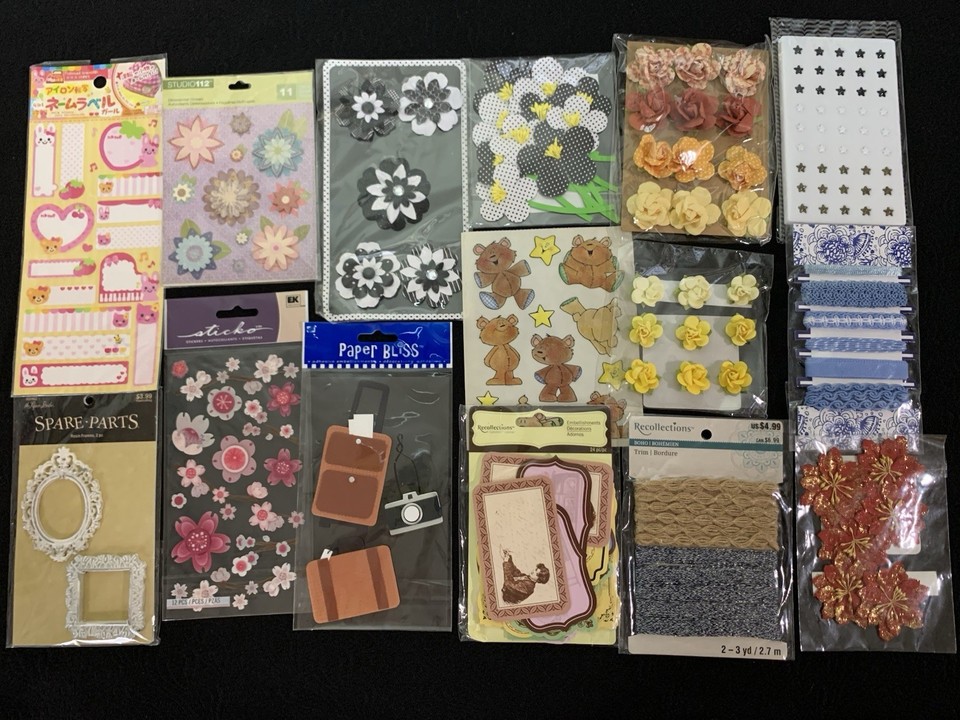 Lot of 80 Embellishments Stickers Scrapbooking Mixed Media Arts & Craft ...