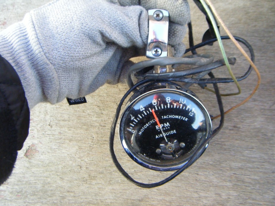 AIRGUIDE MOTORCYCLE TACHOMETER ELECTRONIC REV COUNTER VINTAGE DRAG ...
