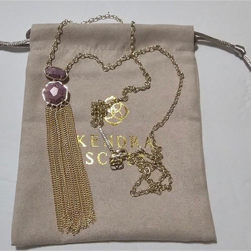 Kendra Scott Tae Necklace Chain Long Gold Lilac Tassel Pendant New! | eBay