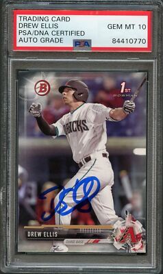 2017 Bowman Draft #BD-158 Drew Ellis Signed Card PSA Slabbed Auto Grade ...