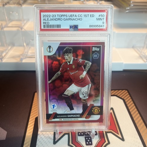 ALEJANDRO GARNACHO PSA 9 2022-23 TOPPS UEFA 1ST EDITION #50 ROOKIE Red ...