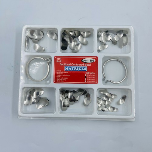 100Pcs Dental Sectional Contoured Matrices Matrix Ring + Plier ...