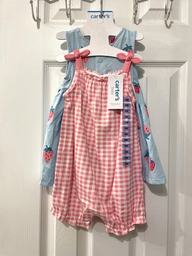 9m Carter’s Girls - Strawberries & Pink Plaid 2 Pcs | eBay