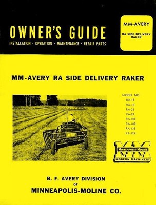 Minneapolis Moline Avery RA Side Rake Operators Manual | eBay