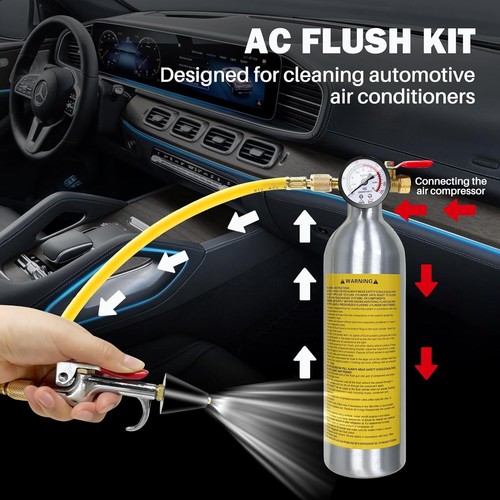 AC Flush Kit, Air Conditioner System Flush Canister Kit with Pressure ...