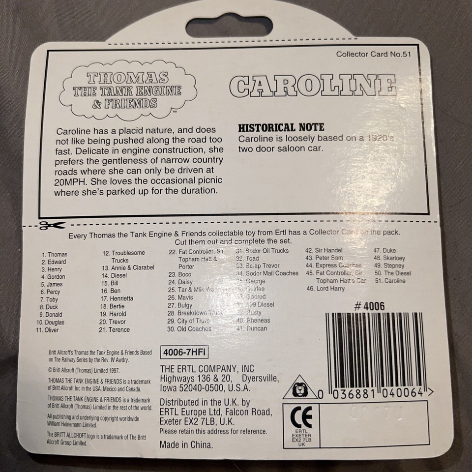 1997 Ertl Caroline # 4006 Thomas The Tank & Friends Diecast FREE ...