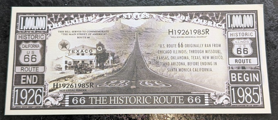 Route 66 Mother Road Bank Note Bill Trip Sign Summer Holiday Open ...