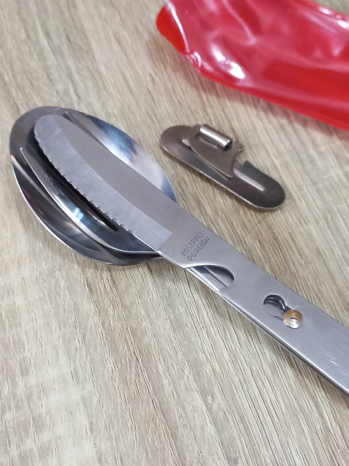 Vintage German Army Field Flask CUP Mess Kit Utensils Fork Spoon Can ...