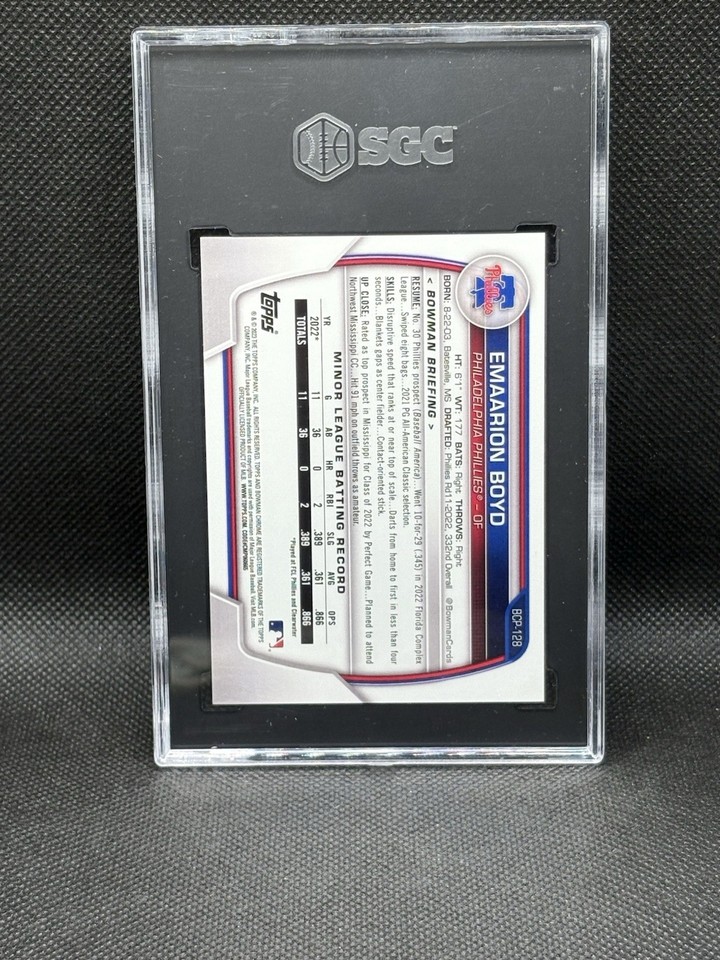 2023 Bowman Chrome EMAARION BOYD Yellow Lunar Crater Refractor /75 SGC ...