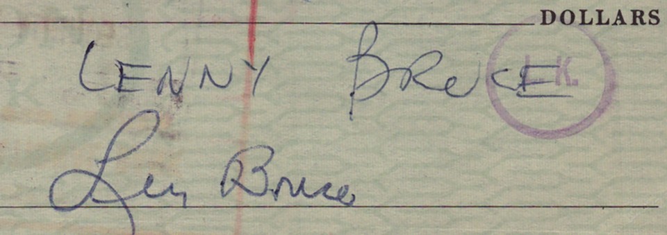 LENNY BRUCE - AUTOGRAPHED SIGNED CHECK 08/03/1962 | eBay