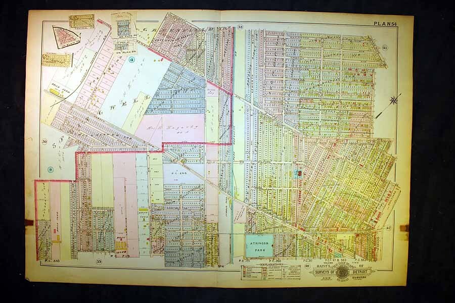 Detroit Plat Map 1915 Atkinson Park Warren Tireman Springwells Twp ...
