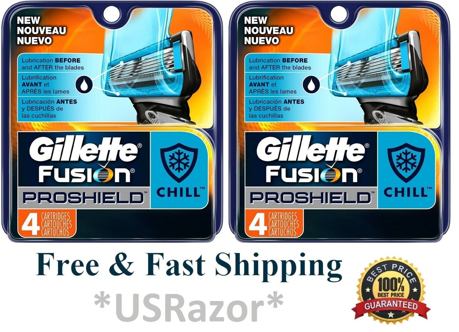 Gillette Fusion 5 Proshield Chill Razor Blades Refill Cartridges ft ...