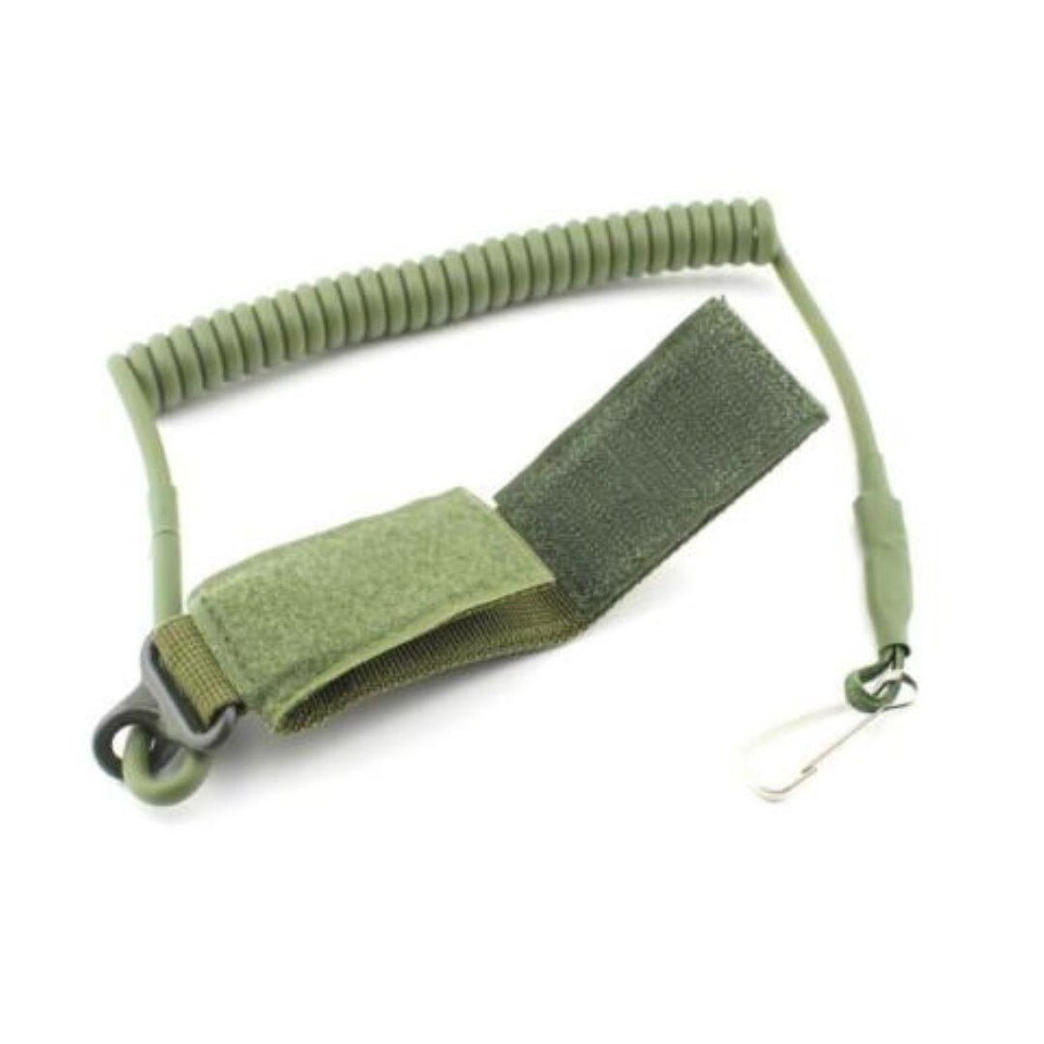 Tactical Pistol Sling Elastic Lanyard Secure Spring Retention Green | eBay