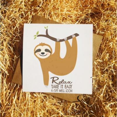 Relax And Get Well Soon - Cute Sloth Greetings Card | eBay UK