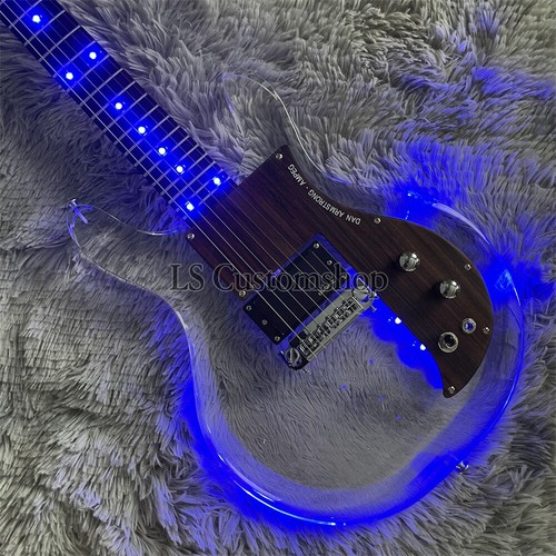 6 String Lucite Dan Armstrong Electric Guitar Blue LED Crystal Clear ...