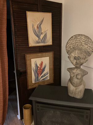 VINTAGE! Pierre Hawaii Signed Airbrushed Art 1940's -Bird of Paradise ...